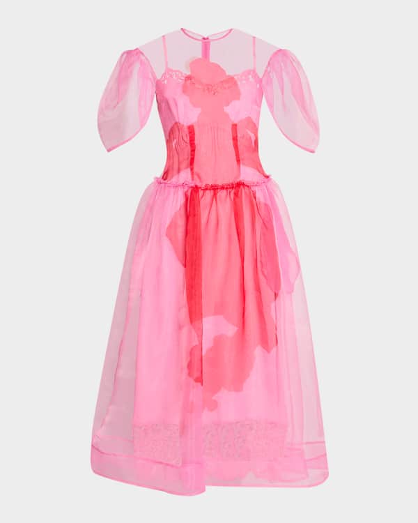 Simone Rocha Metallic Cloqué Puff-Sleeve Sculpted Corset Maxi Dress ...