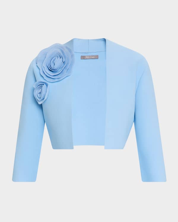 Lela Rose Flower Ruffle 3/4-Sleeve Bolero Jacket | Neiman Marcus