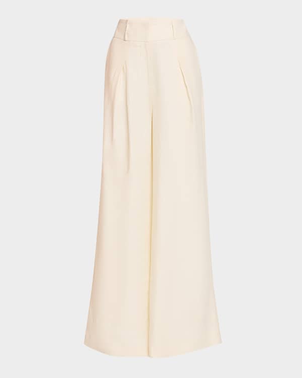 Peserico Mid-Rise Wide-Leg Linen Pants | Neiman Marcus