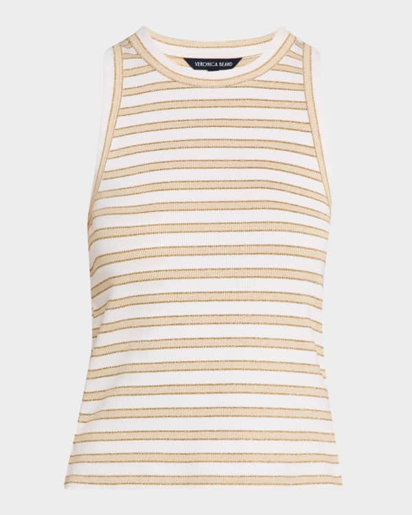 Veronica Beard Jordyn Stripe Cropped Tank Top | Neiman Marcus