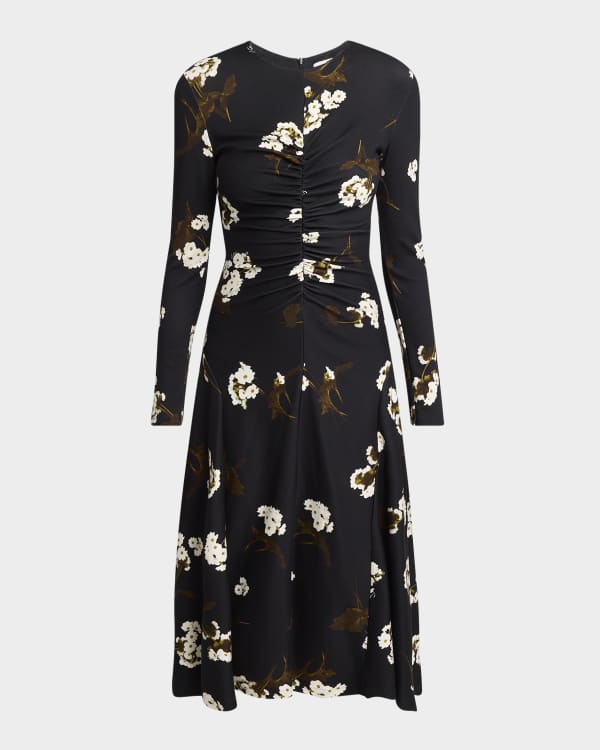 Erdem Floral Sequin Cap-Sleeve Midi Dress | Neiman Marcus