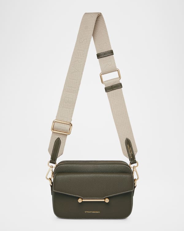 Rag & Bone Cami Straw & Leather Camera Crossbody Bag | Neiman Marcus