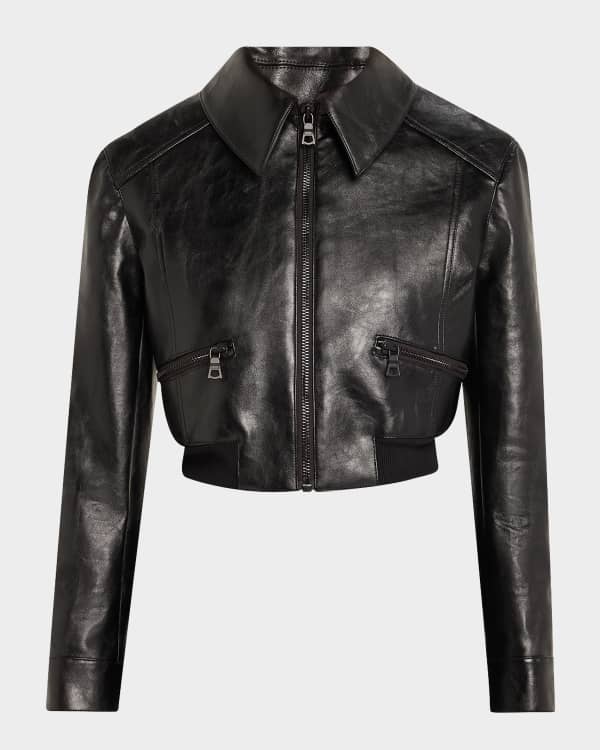 Alice + Olivia Kinley Woven Vegan Leather Jacket | Neiman Marcus