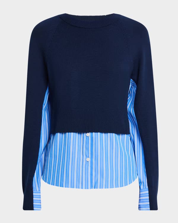 SIMKHAI Linnea Long-Sleeve Combo Knit Pullover Sweater | Neiman Marcus