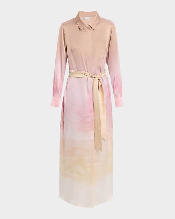 Pierre-Louis Mascia Colorblock Floral-Print Silk Midi Shirtdress ...