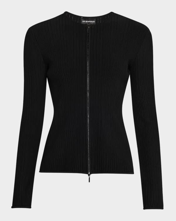 Emporio Armani Geometric Jacquard-Knit Zip-Front Jacket | Neiman Marcus