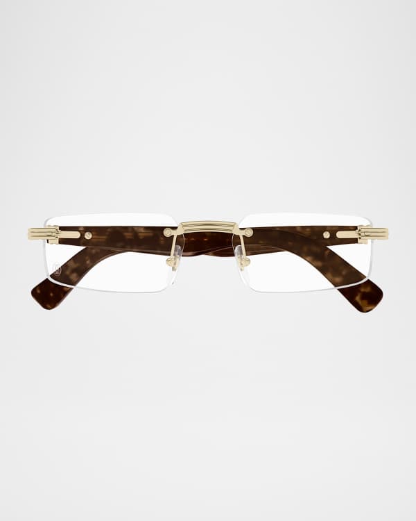 Cartier Men's Metal Rectangle Optical Frames | Neiman Marcus