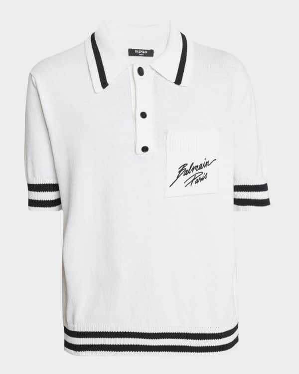 Balmain Men's Monogram Polo Shirt | Neiman Marcus