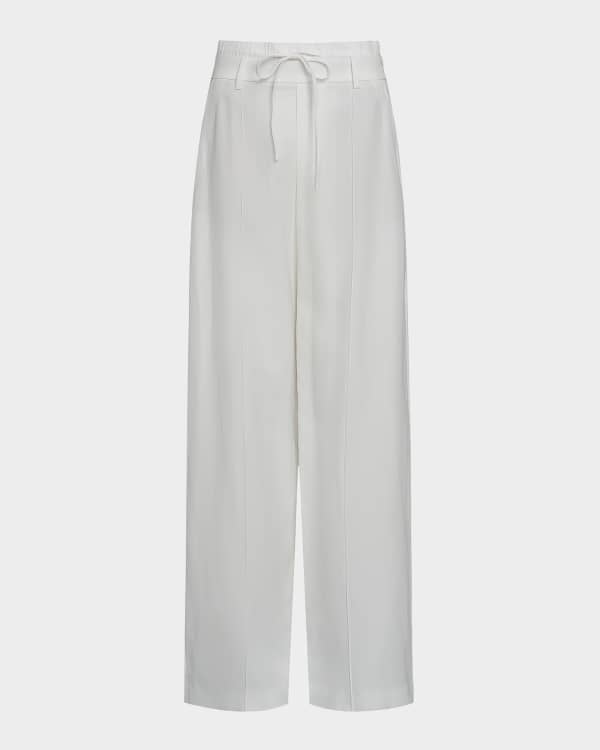 Vince Cotton Double-Waistband Mid-Rise Trousers | Neiman Marcus