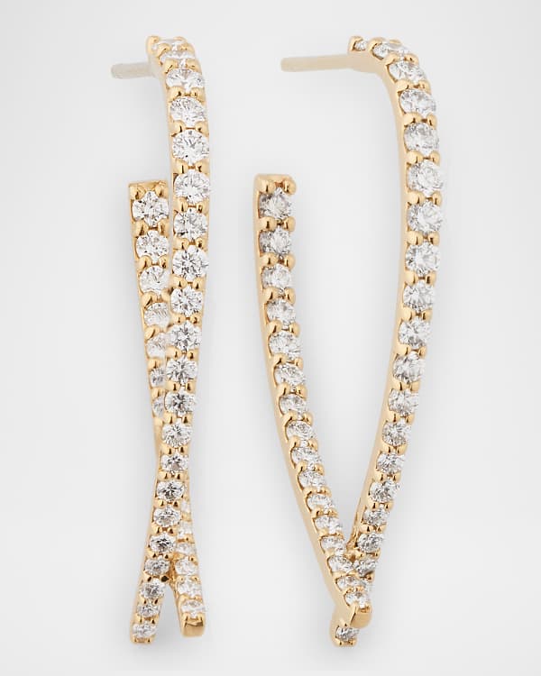 LANA 75mm Large Flat Wide Front/Back Upside Down Hoop Earrings | Neiman ...