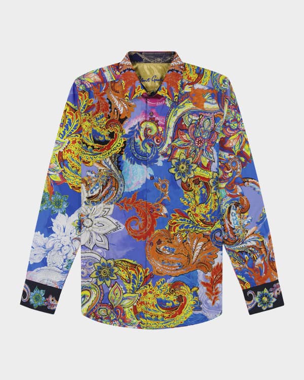 Versace Men's Medusa Harness-Print Silk Sport Shirt | Neiman Marcus