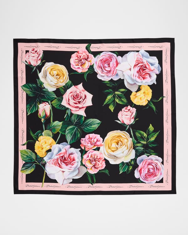 Dolce&Gabbana Floral Silk Twill Foulard Scarf | Neiman Marcus