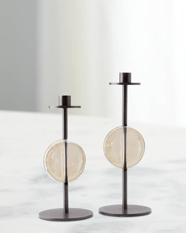 Mariposa Pearled Enameled Small Candlesticks, Set of 2 | Neiman Marcus