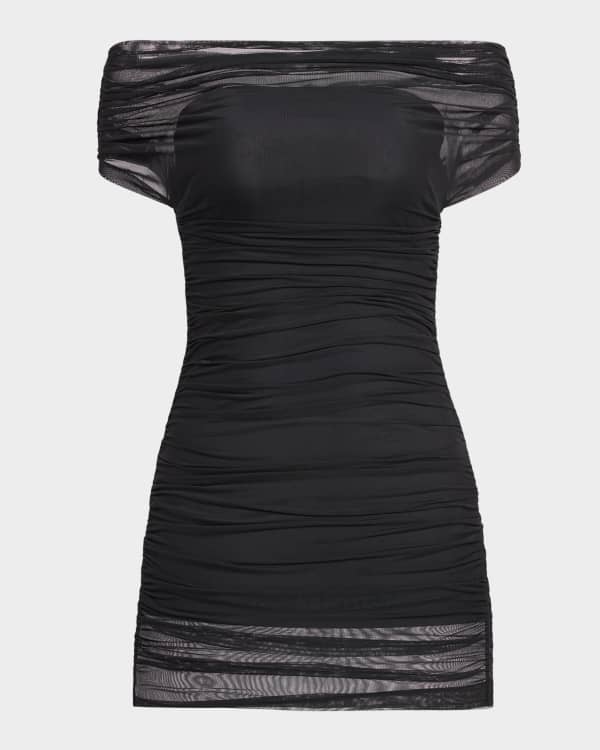 Cinq a Sept Beren Slim Mesh Turtleneck Mini Dress | Neiman Marcus