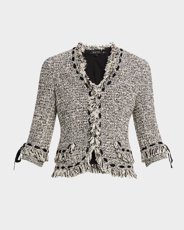 Misook Heritage Chain-Trim Recycled Tweed Knit Jacket | Neiman Marcus
