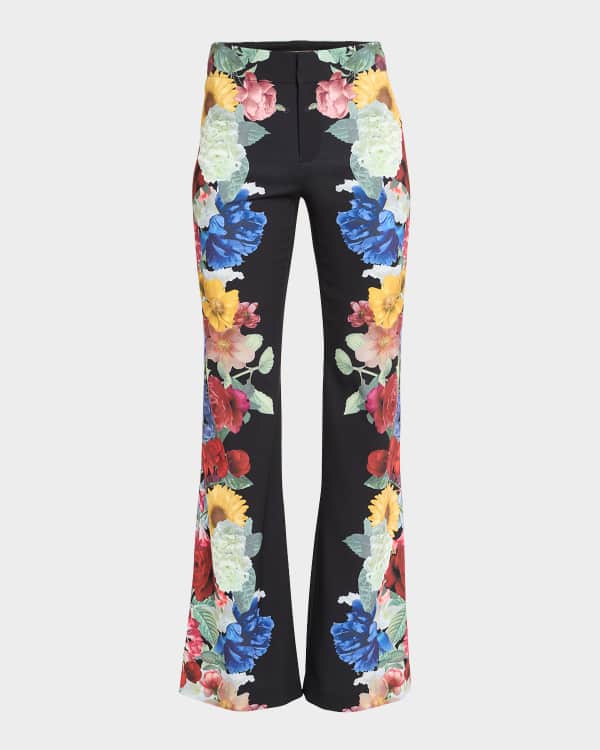 ALEMAIS Constance Pleated Floral Wide-Leg Pants | Neiman Marcus