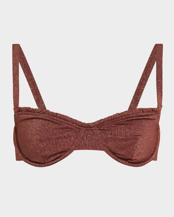Seafolly Ruched Plaid Underwire Bikini Top | Neiman Marcus