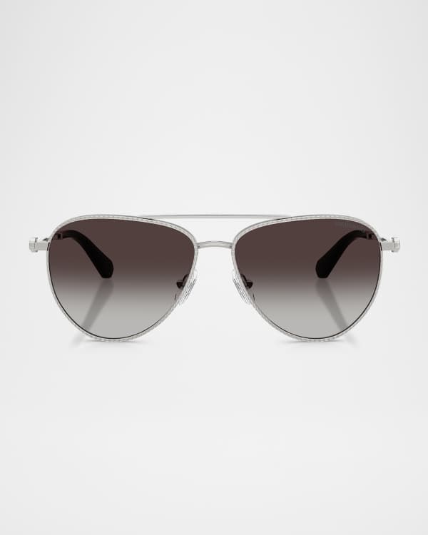 Lauren Ralph Lauren Round Acetate & Metal Aviator Sunglasses | Neiman Marcus