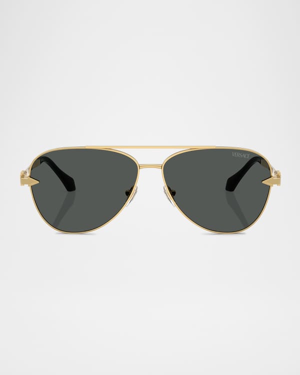 Versace Men's Double-Bridge Metal Aviator Sunglasses | Neiman Marcus