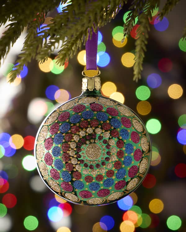 Neiman Marcus Silver Halo Glitter Glass Ornament | Neiman Marcus