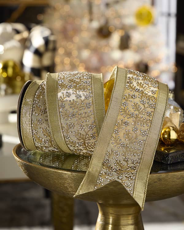 D. Stevens Metallic Sequin Velvet Ribbon With Golden Center, 4"W x 10 ...