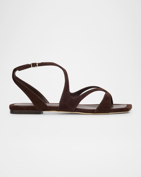 Jimmy Choo Jess Leather Crisscross Flat Sandals | Neiman Marcus