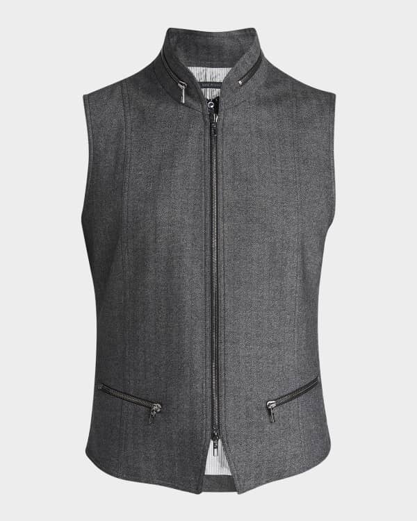 Isaia Men's Technical Wool Full-Zip Vest | Neiman Marcus