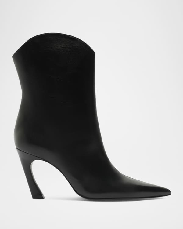 Malone Souliers Loren Leather V-Cut Stiletto Booties | Neiman Marcus