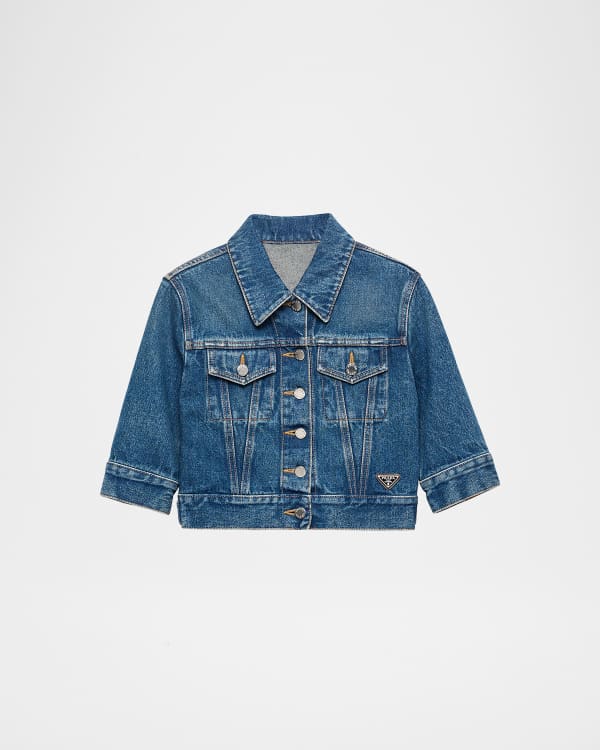 Another Tomorrow Cropped Denim Jacket | Neiman Marcus