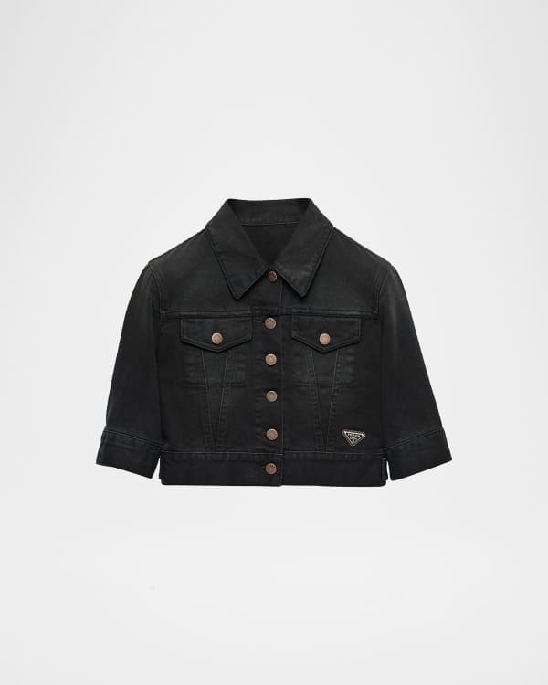 Another Tomorrow Cropped Denim Jacket | Neiman Marcus