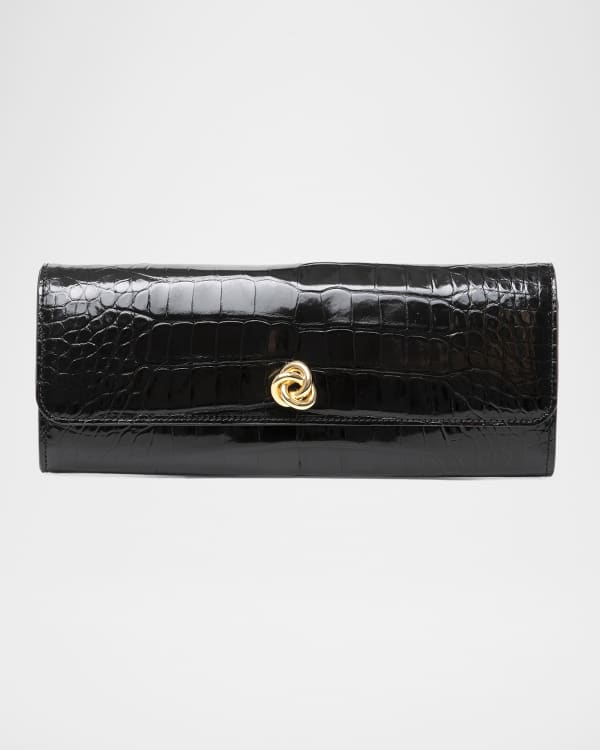 MICHELLE WILHITE Mini Robbie Alligator Leather Flap Clutch Bag | Neiman ...