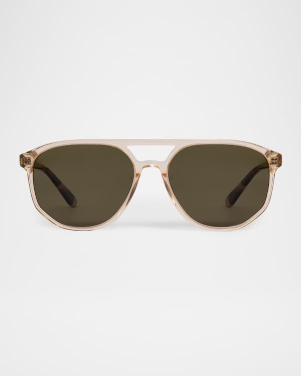 KREWE Clio Nylon Checkered Acetate & Metal Aviator Sunglasses | Neiman Marcus