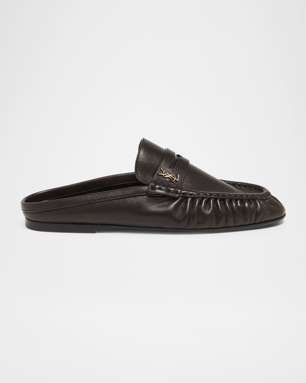 Saint Laurent Le Leather YSL Penny Loafers | Neiman Marcus