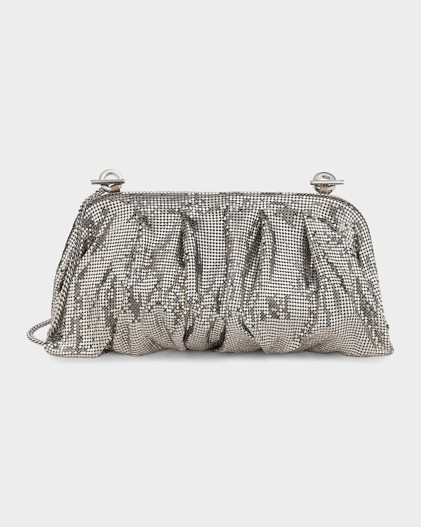 Benedetta Bruzziches Venus La Grande Pleated Crystal Mesh Clutch Bag ...