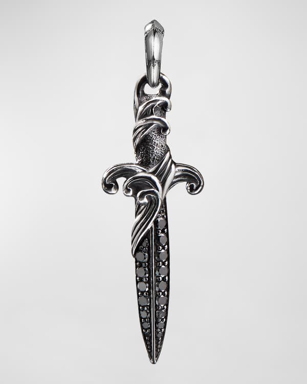 David Yurman Men's Waves Dagger Pendant with Black Diamonds in Silver ...