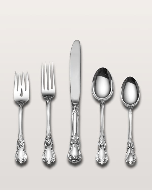 Wallace Silversmiths Five-Piece Euro Hammered Flatware Place Setting ...