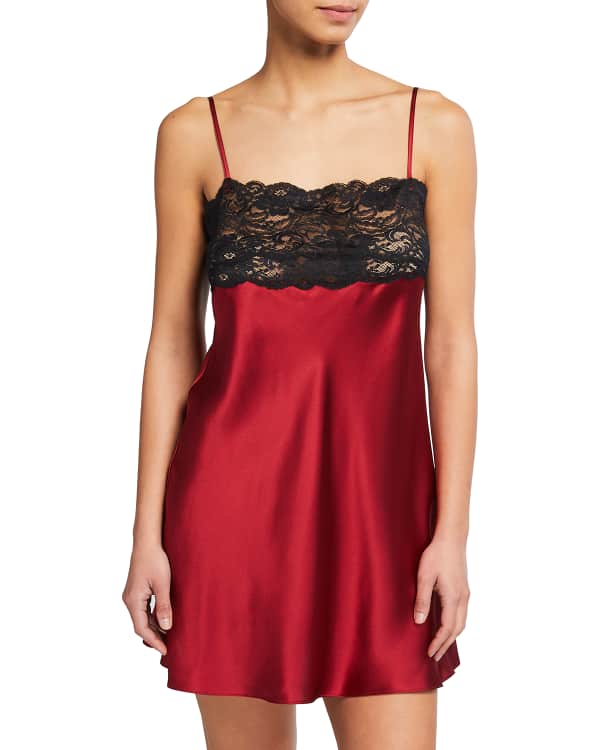 Christine Lingerie Diva Lace-Trim Charmeuse Chemise | Neiman Marcus