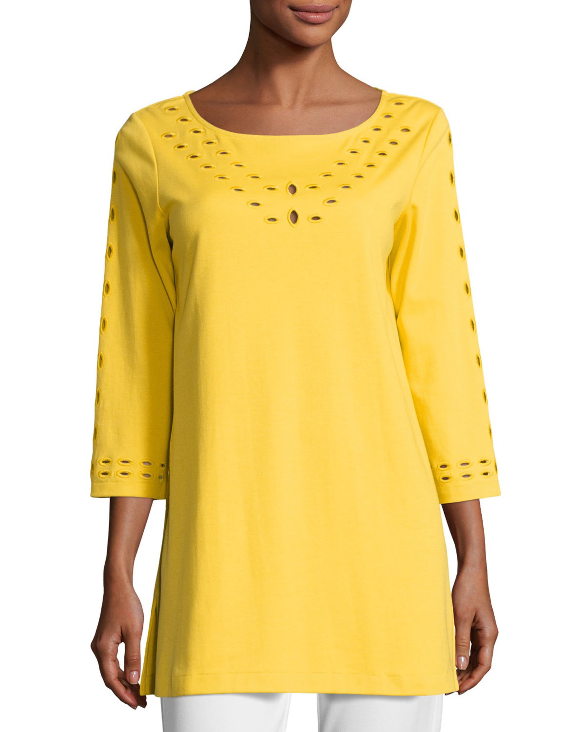 Joan Vass Cutout-Detail Interlock Tunic | Neiman Marcus