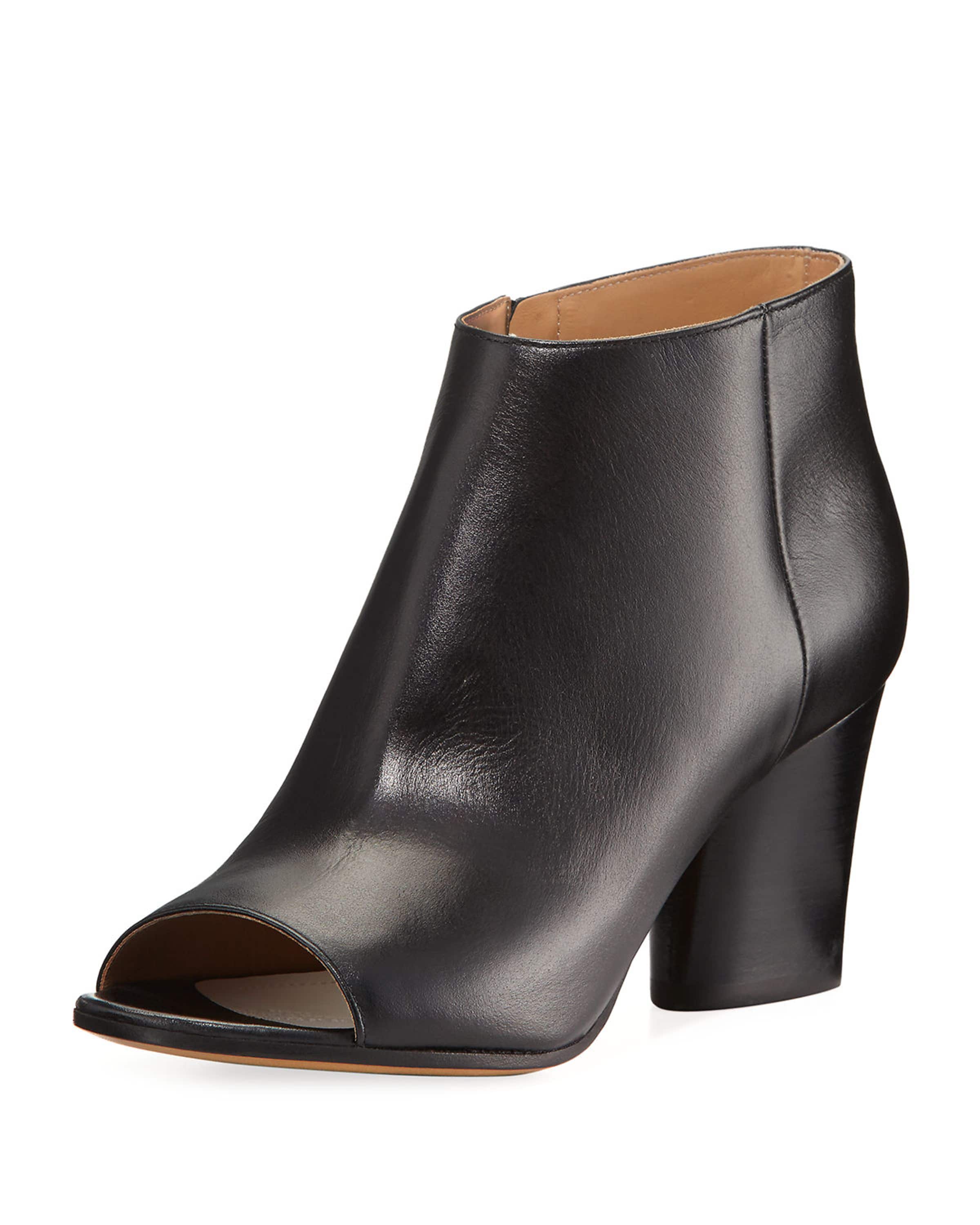 Maison Margiela Narrow Peep-Toe Leather Bootie | Neiman Marcus