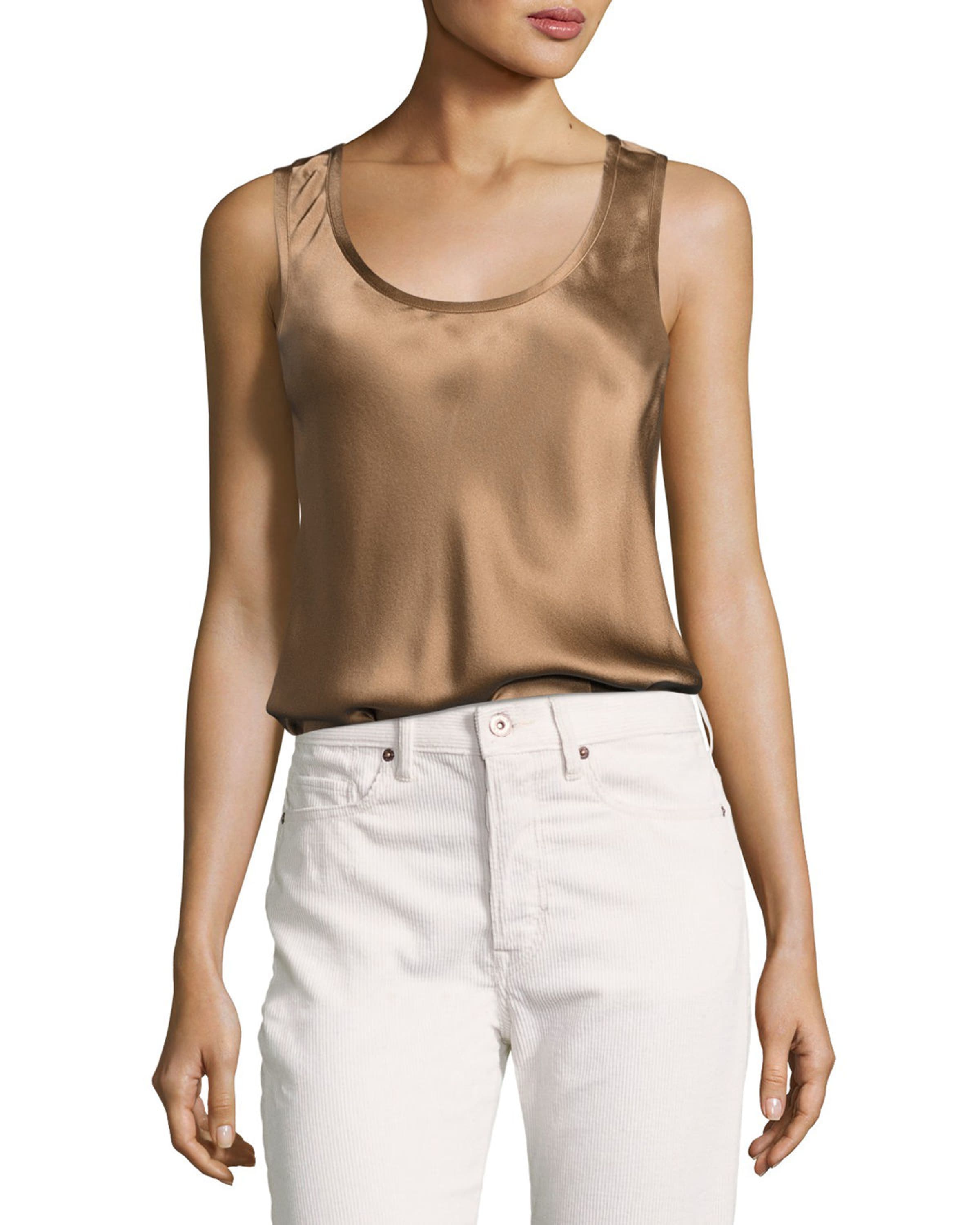 Vince Silk Scoop-Neck Bias Tank | Neiman Marcus
