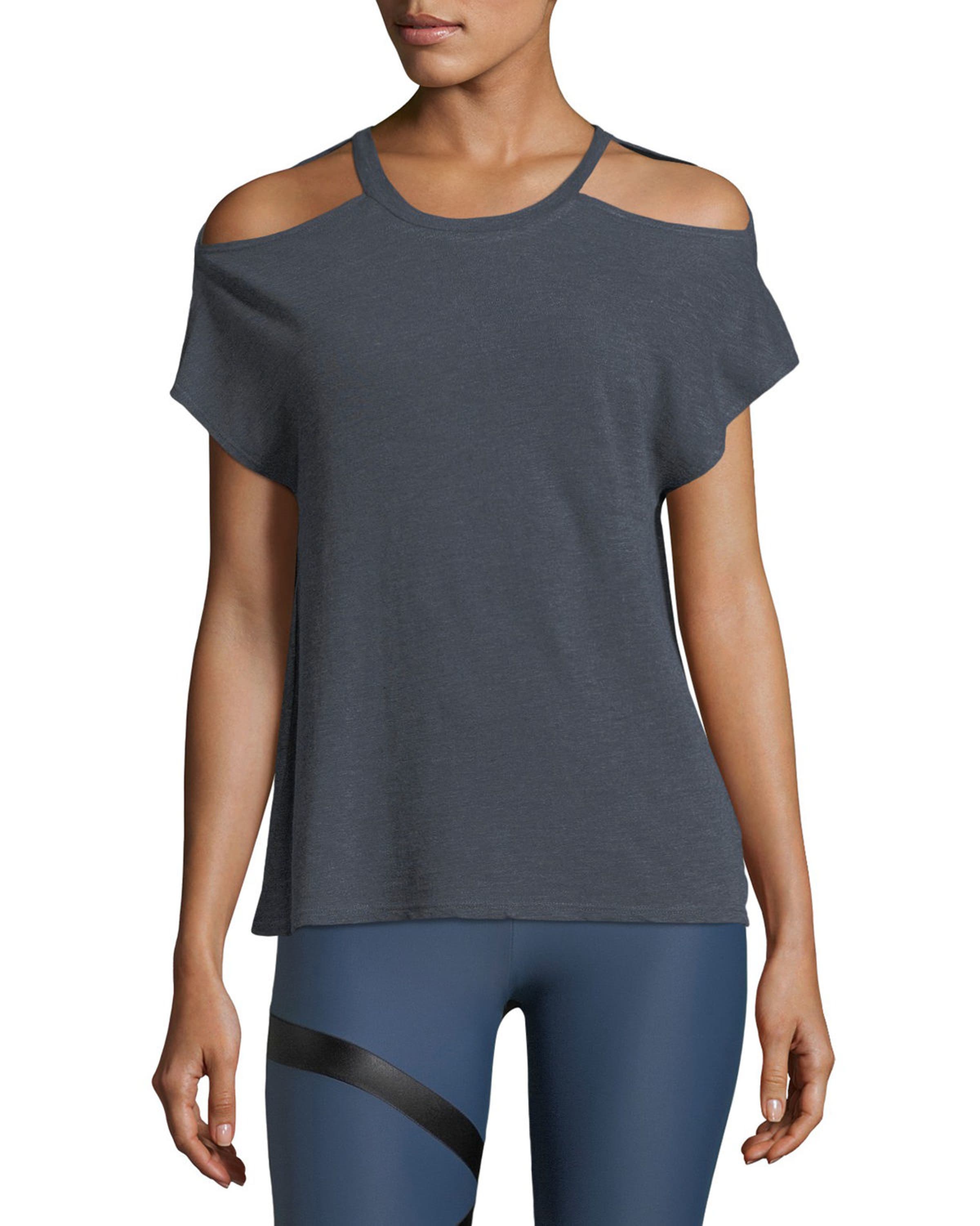 Lanston Cutout Short-Sleeve Heathered Tee | Neiman Marcus