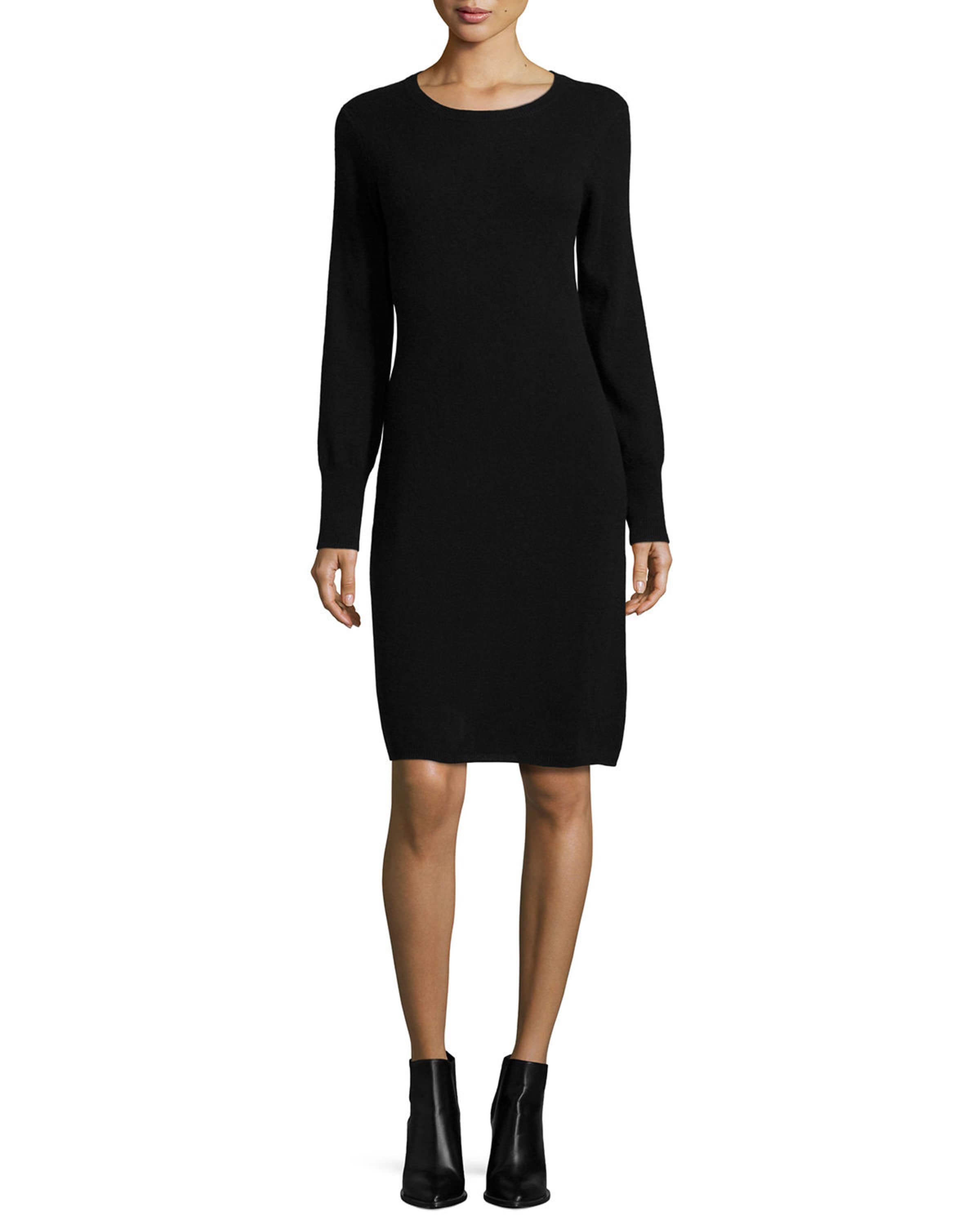 Neiman Marcus Cashmere Collection Cashmere Crewneck Sweater Dress ...
