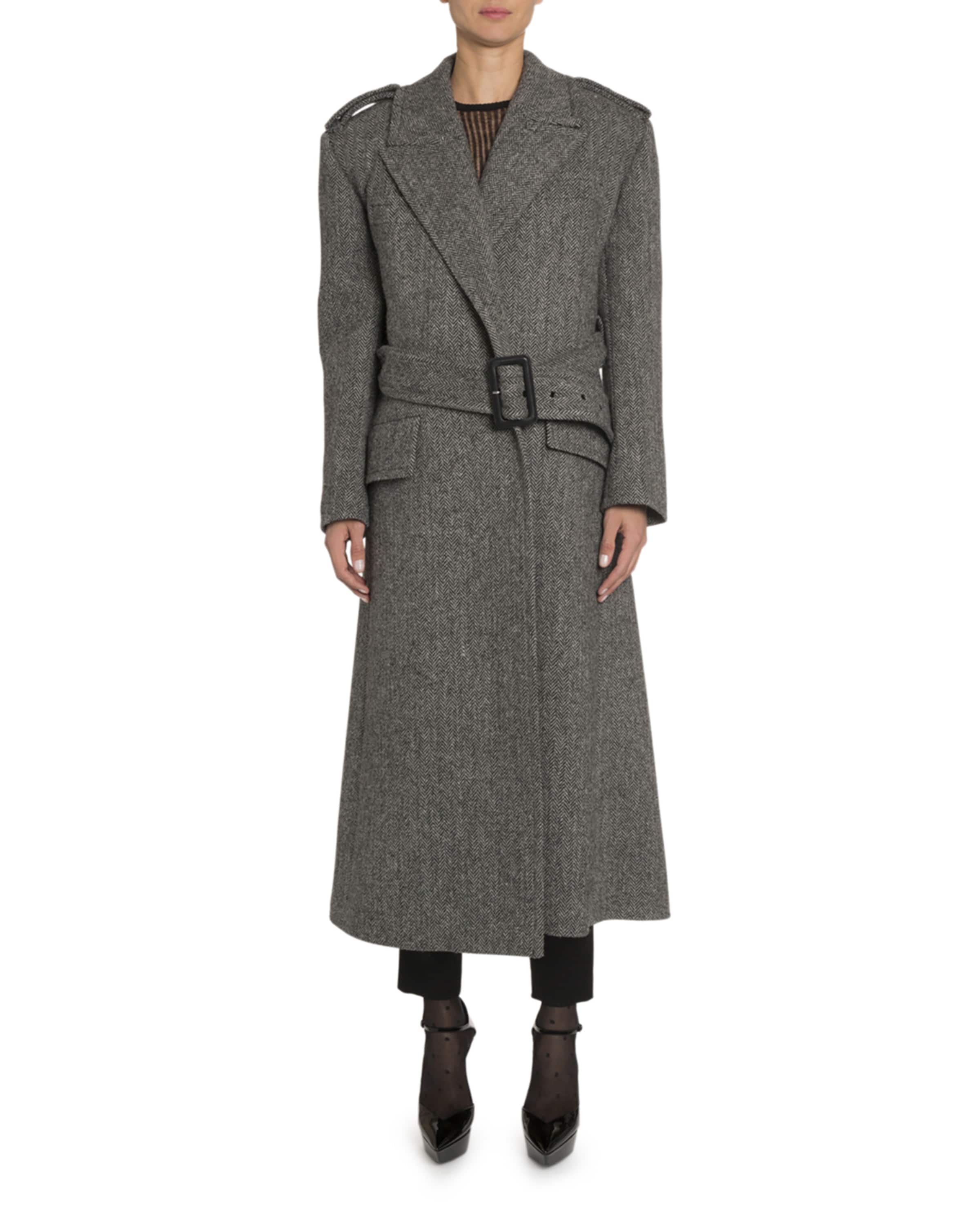 Saint Laurent Belted Chevron-Wool Coat and Matching Items & Matching ...