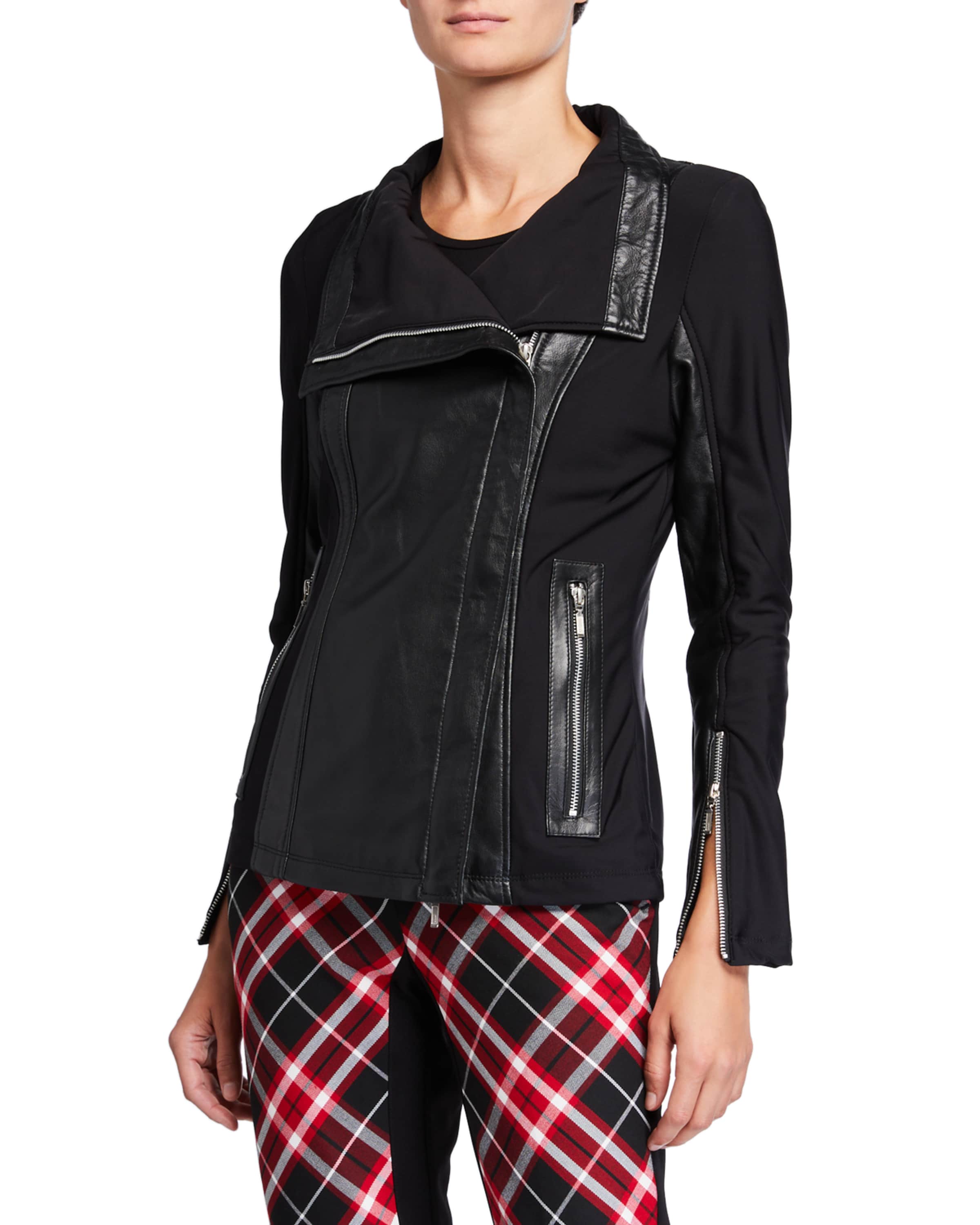 Anatomie Kristina High-Neck Leather Mixed Jacket and Matching Items ...