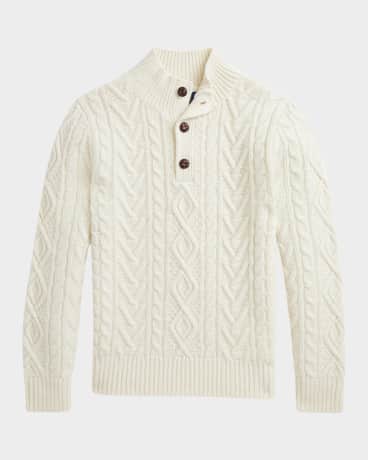 Boy's Wool-Cashmere Cable Knit Sweater | Neiman Marcus