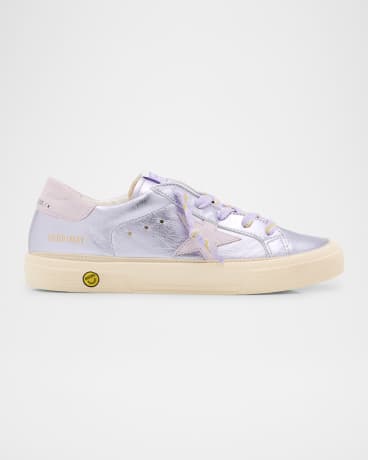 Girl's May Laminated Nappa Leather Sneakers | Neiman Marcus