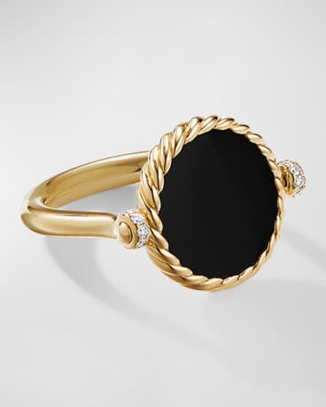DY Elements Swivel Ring with Black Onyx and Mother of Pearl in 18K Gold ...