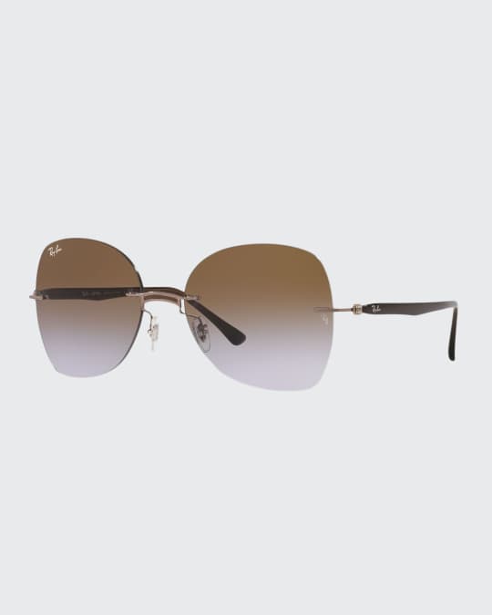 Ray-Ban Rimless Titanium Butterfly Sunglasses | Neiman Marcus