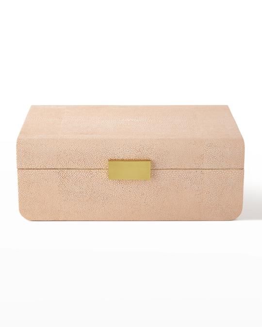 AERIN Large Blush Modern Faux Shagreen Decorative Box | Neiman Marcus