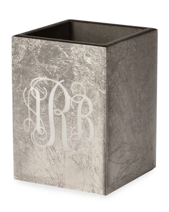 Mike & Ally Eos Monogram Wood Brush Holder, Silver | Neiman Marcus